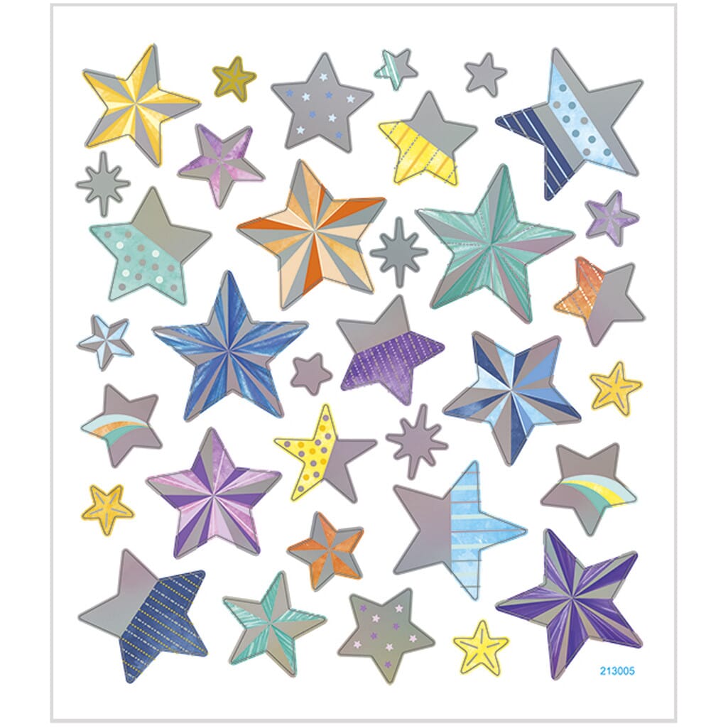 Stjerner, Stickers, ark 15x16,5 cm, 33 stk., 1 ar - HOBBYLAGERET