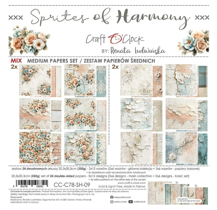 Craft OClock Sprites of Harmony 8x8 Inch Medum Papers Set (C - HOBBYLAGERET