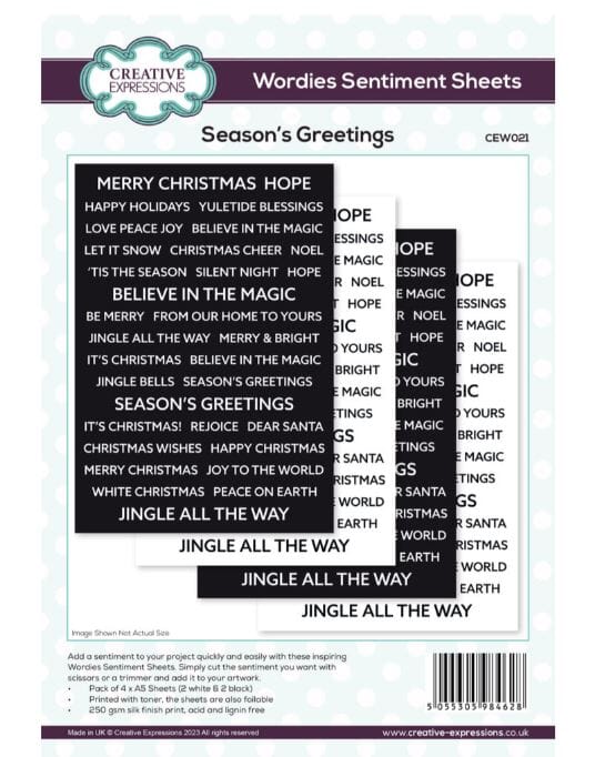 Creative Expressions Wordies Sentiment Sheets 6x8 Inch Seas - HOBBYLAGERET