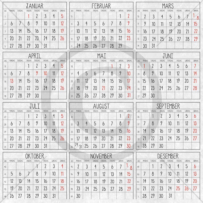 PD 1900189 Kalender 2020 , 12x12, mønsterark - HOBBYLAGERET