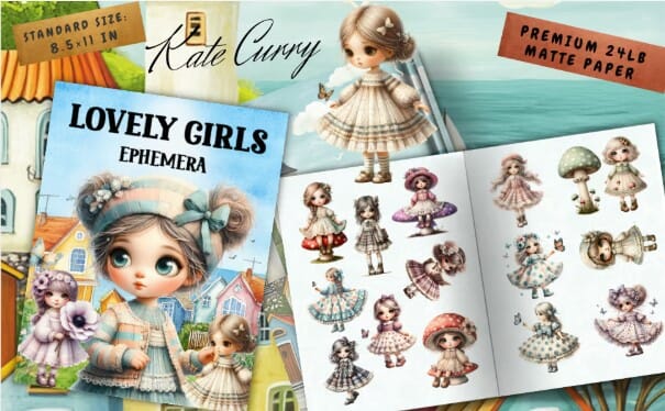 Lovely Girls Ephemera Book, Poortoast and Kate Curry - HOBBYLAGERET