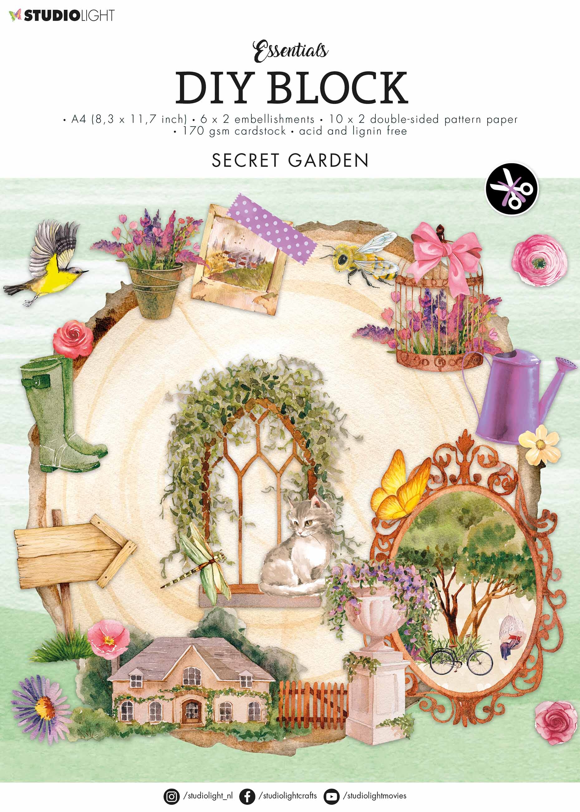 SL DIY Block Secret garden Essentials 297x210x8mm 32 SHnr.36 - HOBBYLAGERET
