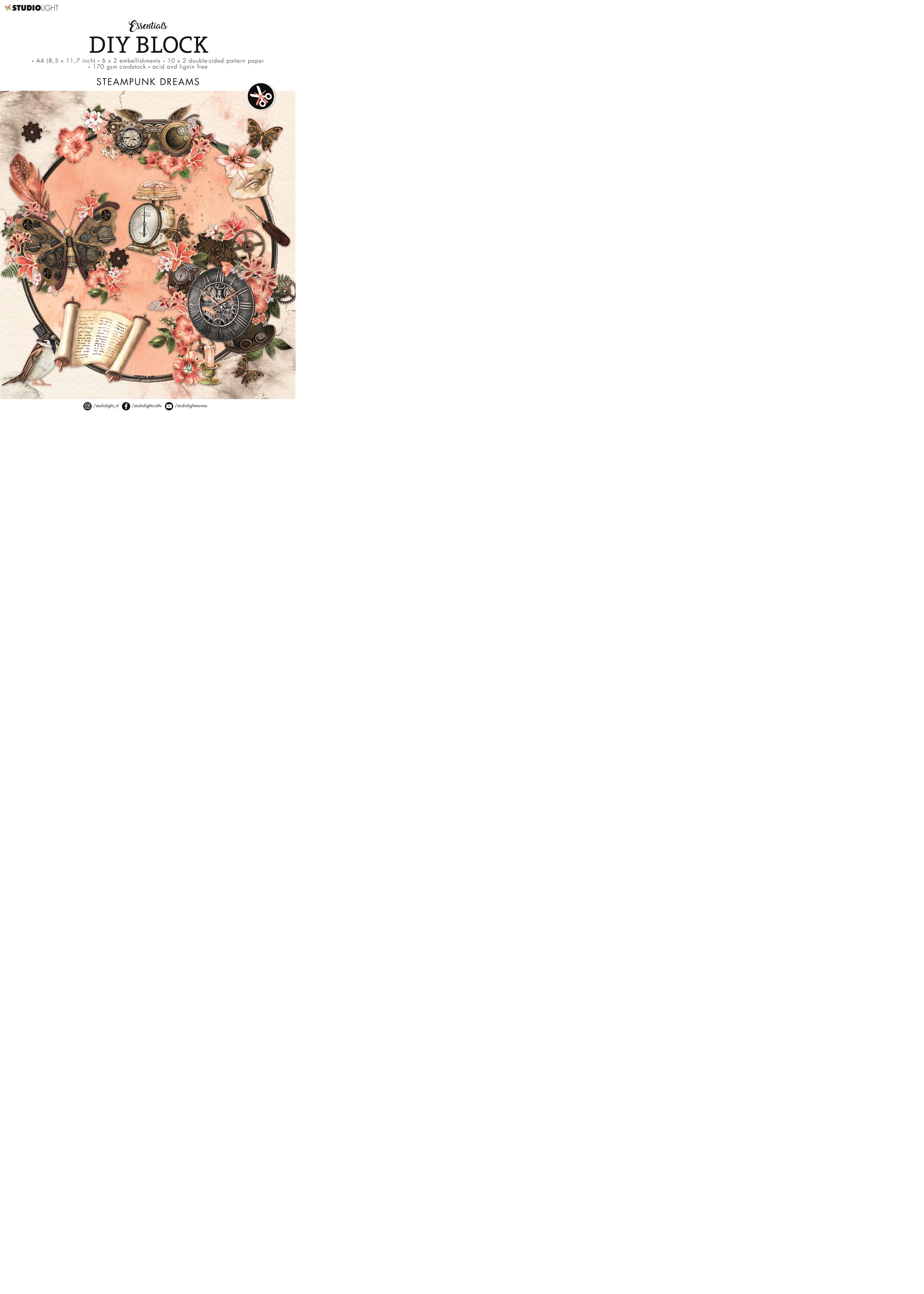 SL DIY Block Steampunk dreams Essentials 297x210x8mm 32 SHnr - HOBBYLAGERET