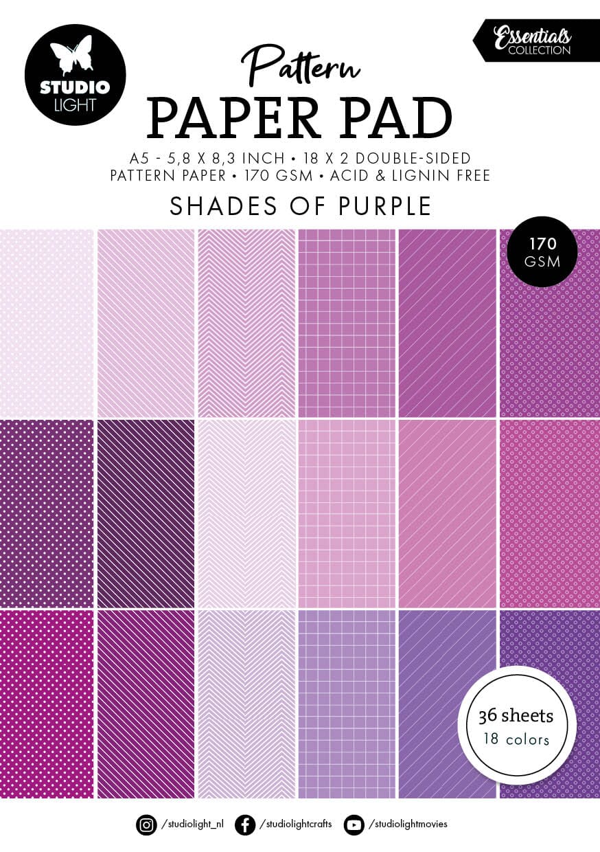 SL Pattern paper pad Shades of purple Essentials 148x210x8mm - HOBBYLAGERET