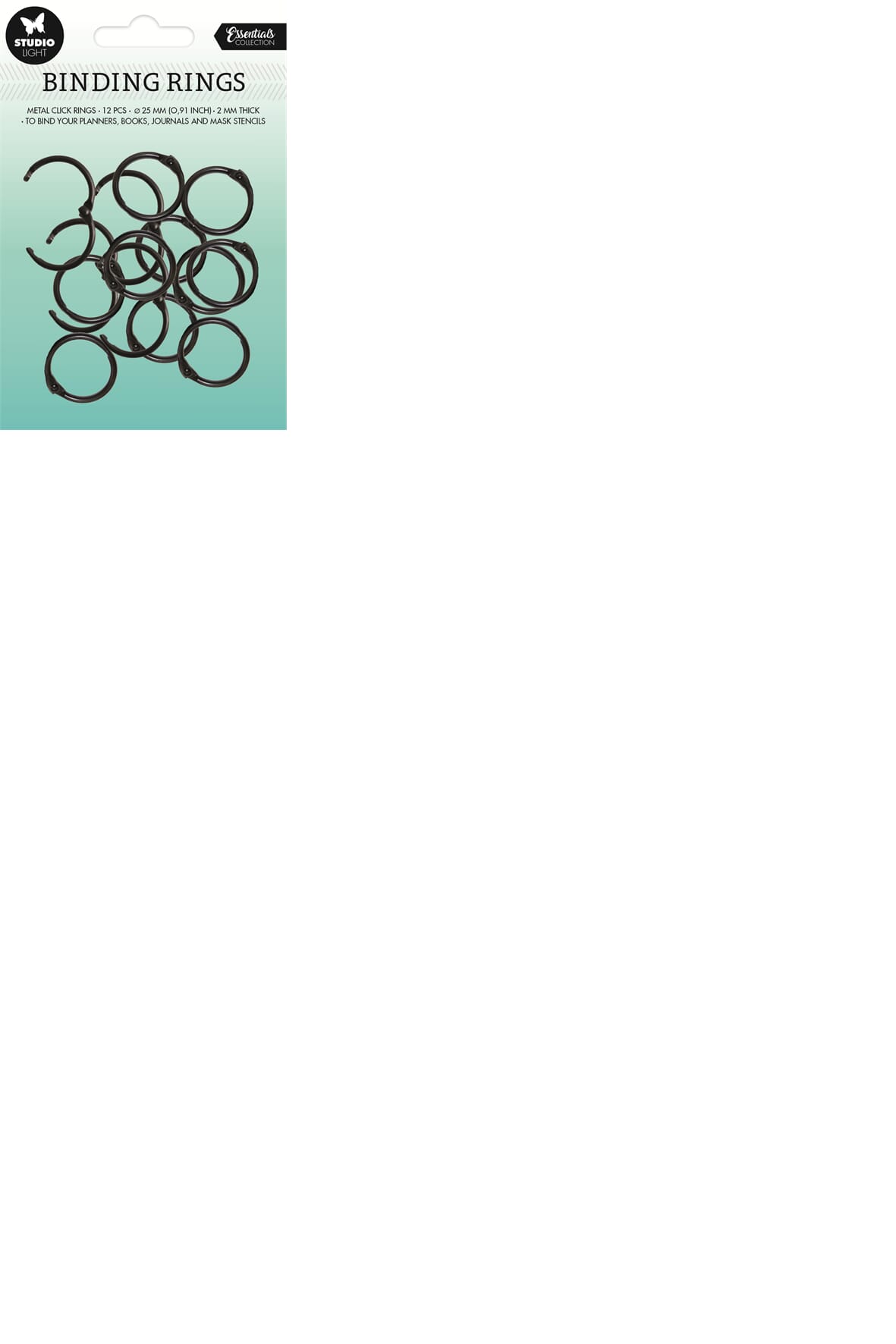 SL Binding click rings Black Essentials 23x23x3mm 12 PC nr.0 - HOBBYLAGERET
