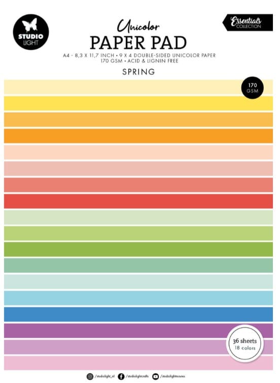 Studio Light Spring Tones A4 Essentials Unicolor Paper Pad ( - HOBBYLAGERET